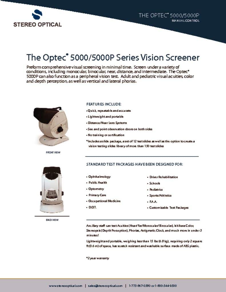 Optec 5000 and Optec 5000P - Essilor Instruments USA