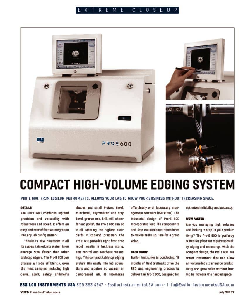 Extreme Closeup: Compact High-Volume Edging System - Essilor ...