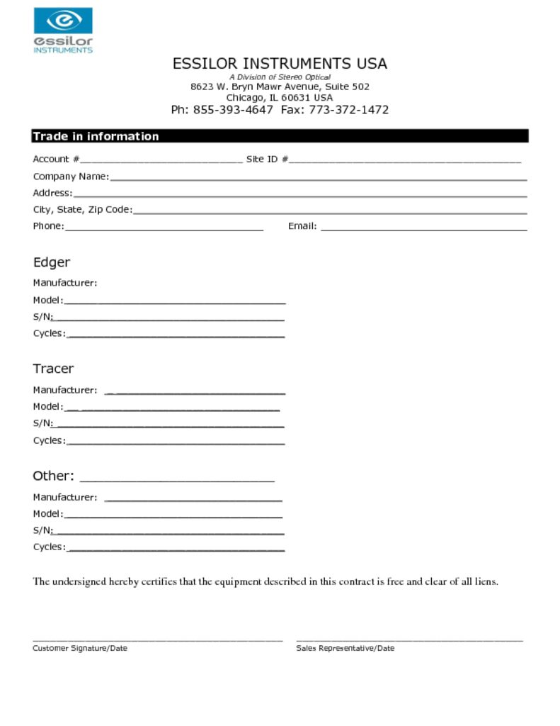 Forms - Essilor Instruments USA