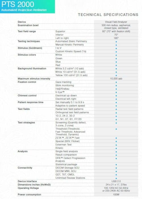 PTS 2000 Automated Perimeter - Essilor Instruments USA