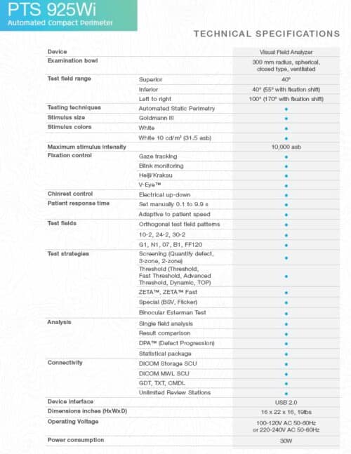 PTS 925 Automated Compact Perimeter - Essilor Instruments USA