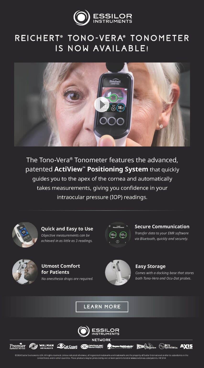 Tono-Vera Tonometer - Essilor Instruments USA