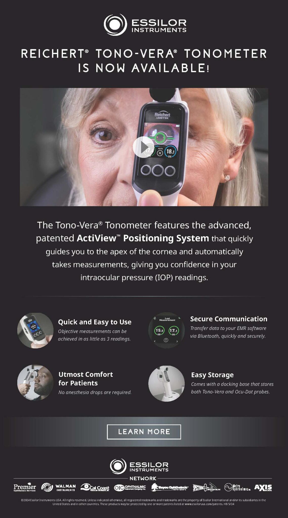 Tono-Vera Tonometer - Essilor Instruments USA